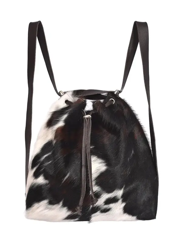 OWEN BARRY Cowhide Backpack/shoulder Bag Tricolour Whiteblack Mathilde - Brown