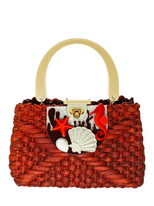 GISSA BICALHO Handmade Bag Straw Deep Sea - Red