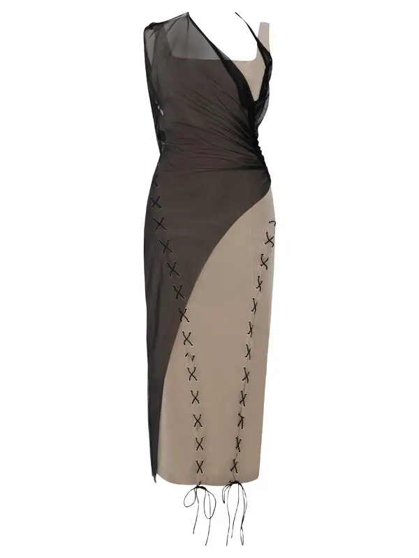 PCFG Neutrals / Bodycon Dress With Tulle - Black