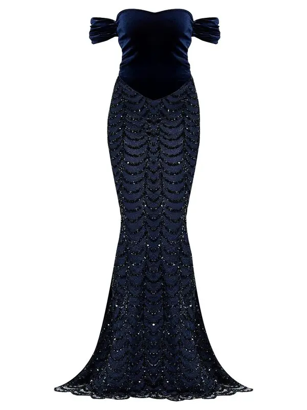 NUR KARAATA Dynasty Waltz Dress - Blue