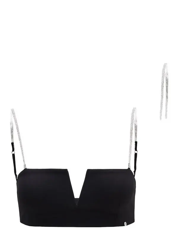 NISSA Spaghetti-strap Crop Top - Black
