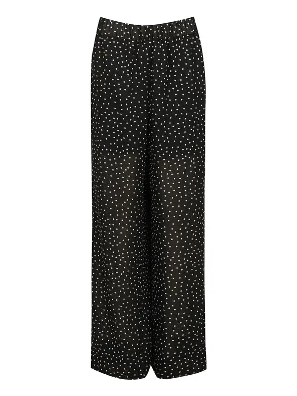 GINTA Wide Leg Pants In Polka Dots - Black