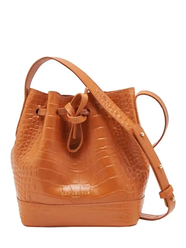 CARNEVALE Mini Telma Coco Tan Bucket Bag - Orange