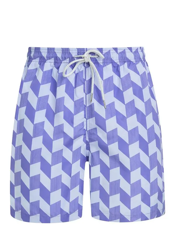 ROBERT & SON BEACHWEAR LTD Zigzag Swim Shorts - Blue