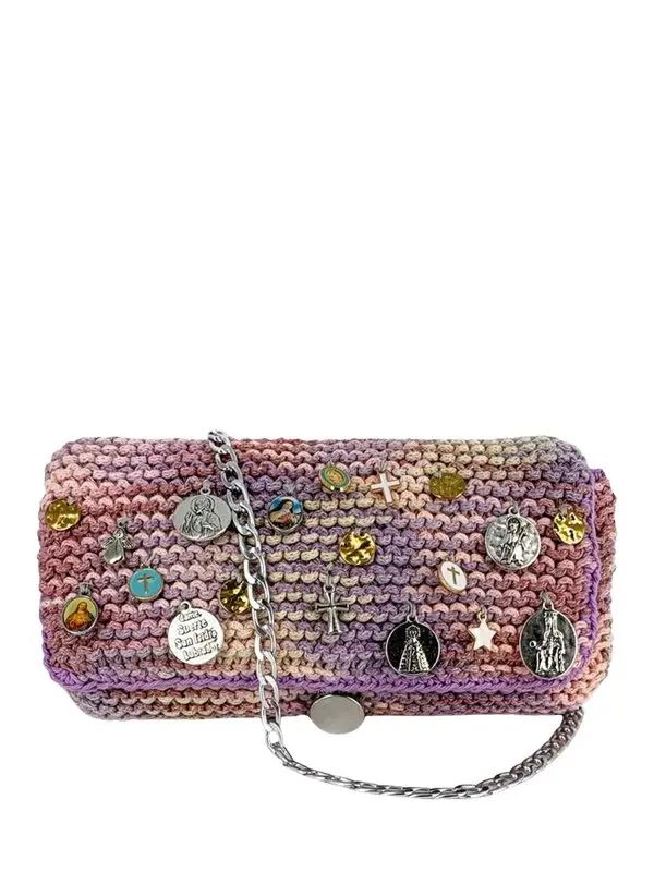 HILO DE MAR Small Hand-knitted Handbag In Premium Variegated Yarn - Pink