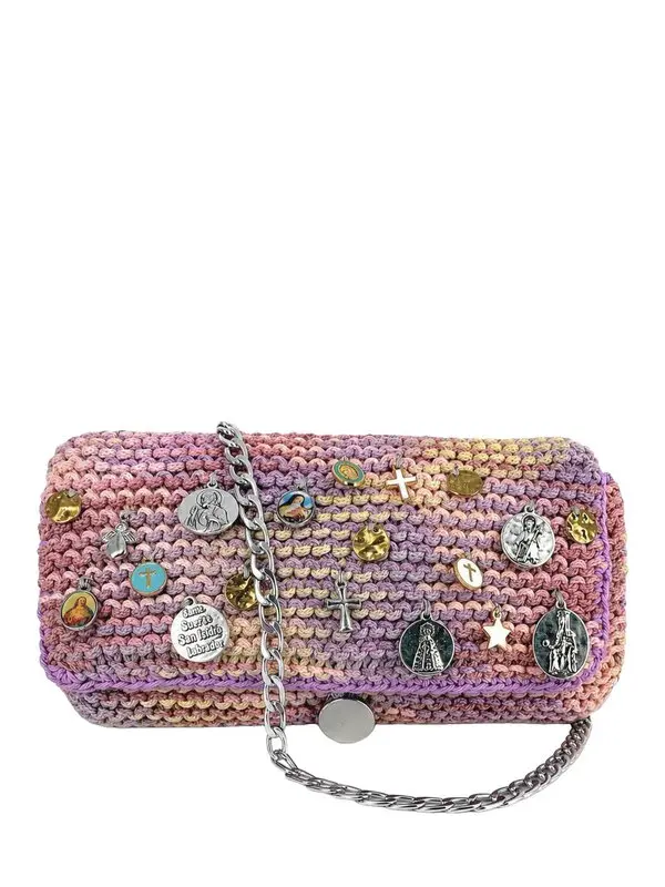 HILO DE MAR Hand-knitted Bag With Metal Charms - Pink