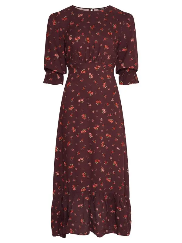 LATELIER LONDON Ellie Ditsy Floral Midi Dress - Red