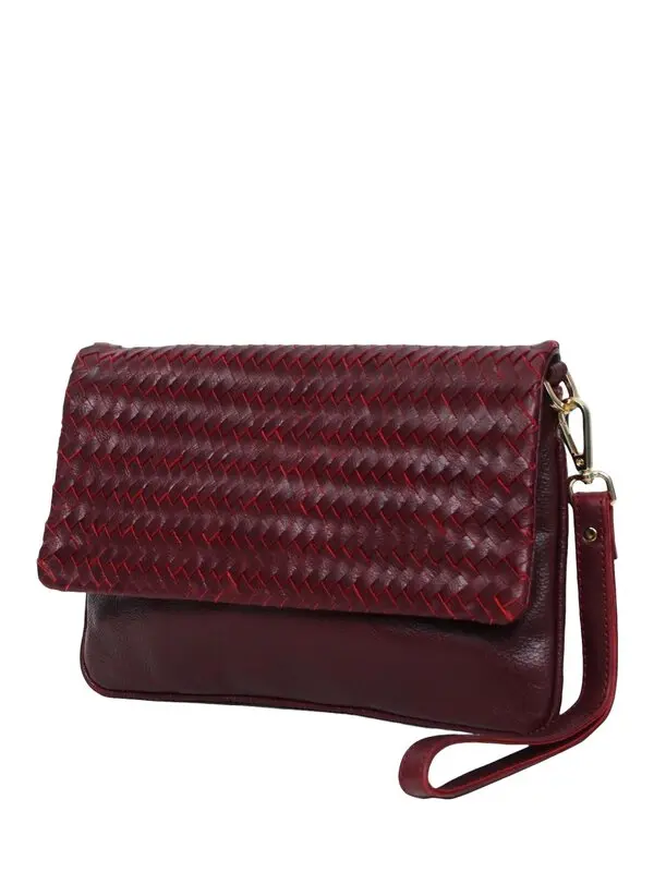 HIDES LEATHER CO. Convertible Leather Clutch, Crossbody Iphone&passport Bag - Red