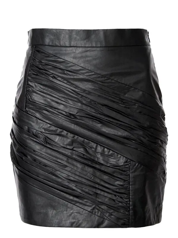 AGGI BY HALEWSKI Jolie Cynical Creased Vegan Leather Mini Skirt - Black