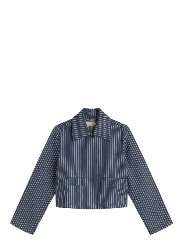 THINKING MU Astrid Natural Dyed Striped Railway Jacket - Blue