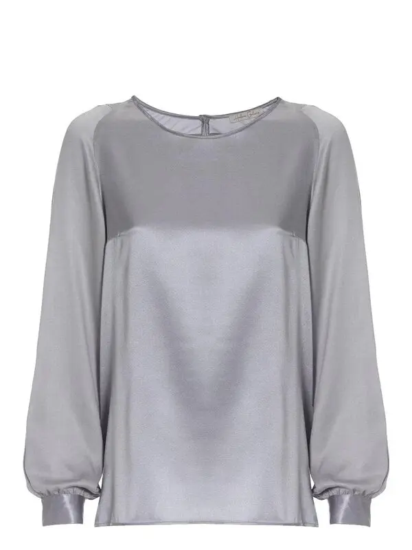HELENE GALWAS Grey / Silver Alina Silver Silk Blouse - Grey/silver