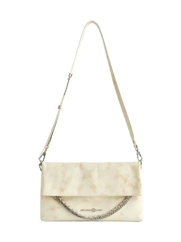 ORANGE CUBE Retro Messenger Bag Marble - White