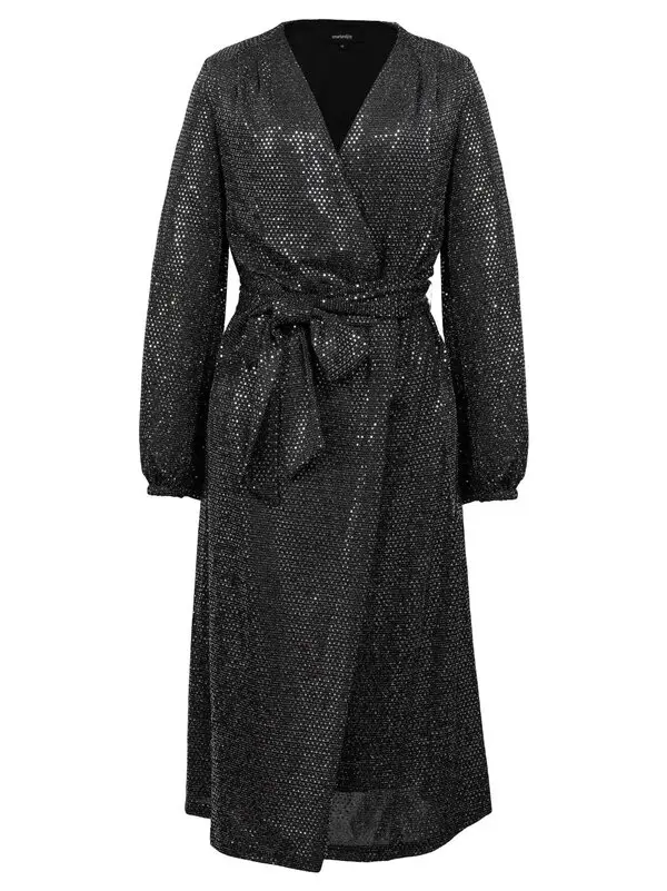 SMART AND JOY Wrap Effect Glitter Dress Silver - Grey