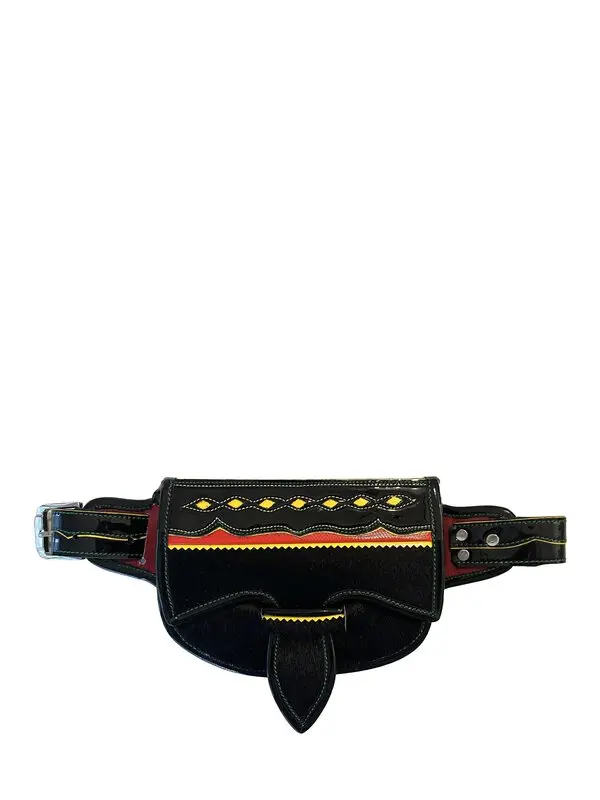 SANTUARIO La Riñonera Leather Cowhide Belt Bag - Black
