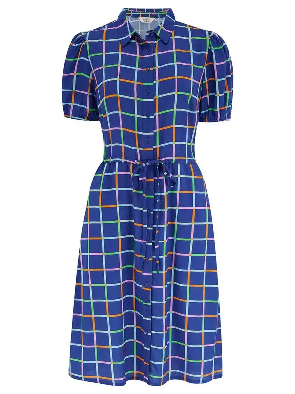 SUGARHILL BRIGHTON Salma Mini Shirt Dress Matchstick Check - Blue