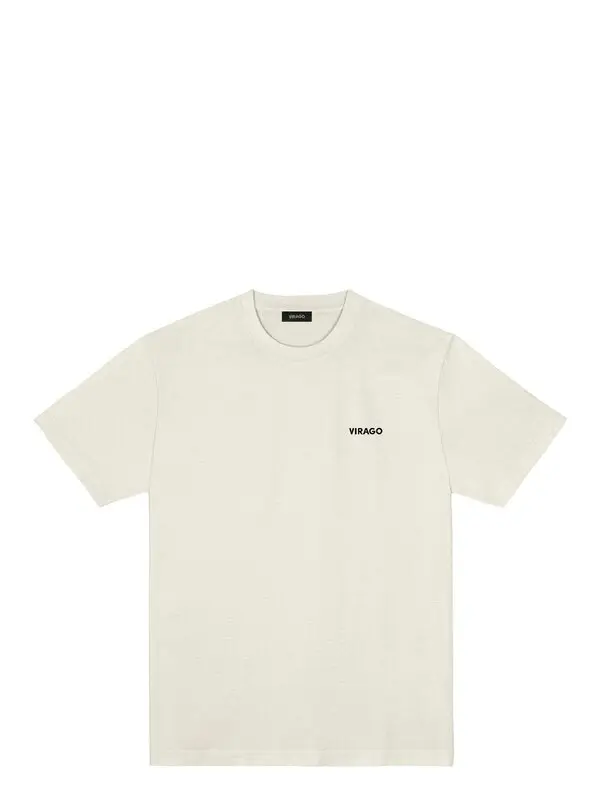 VIRAGO Neutrals / Maquette T-shirt With Logo And Print In Cream - Black