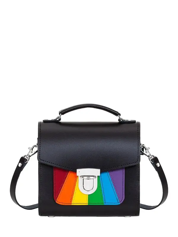 ZATCHELS Handmade Leather Sugarcube Plus Handbag Pride Rainbow - Black