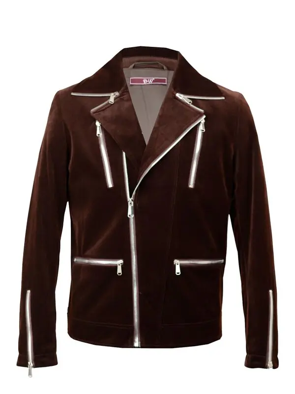 DAVID WEJ Washington Corduroy Biker Jacket - Brown
