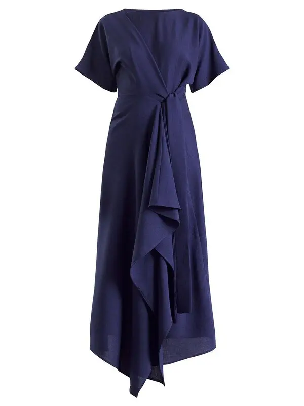 MEEM LABEL Baxter Navy Wrap Dress - Blue