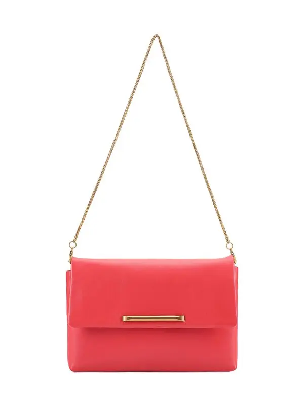 PAUL COSTELLOE Tilda Leather Clutch Hibiscus - Red