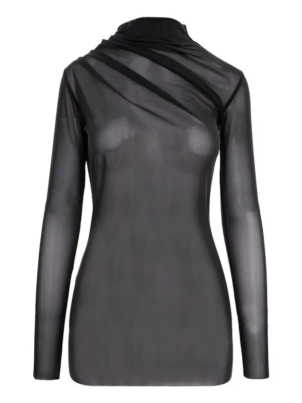 CONCEPT A TROIS Tulle Blouse - Black