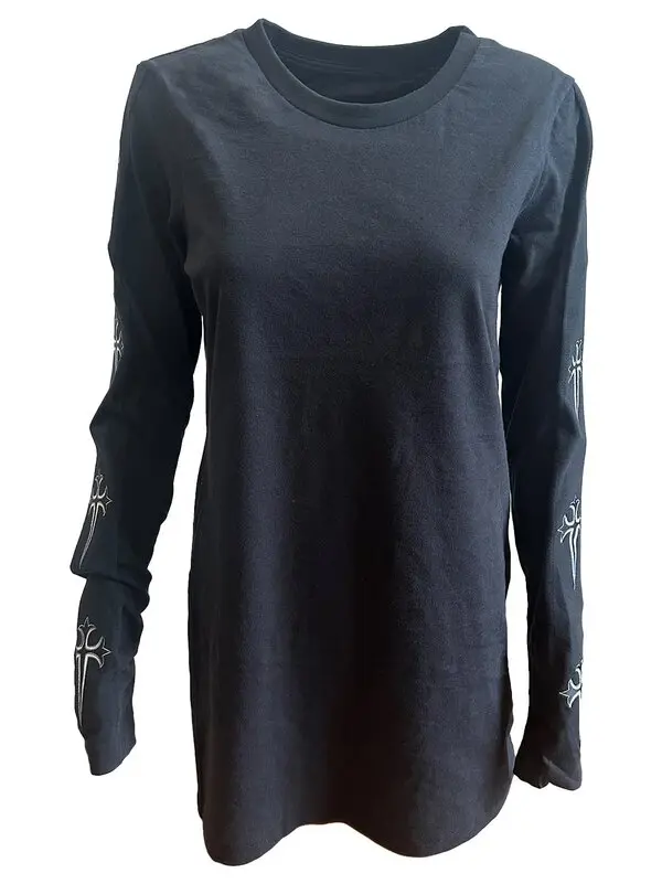 GALLERIADELE Dagger Long Sleeve T-shirt Dress - Black