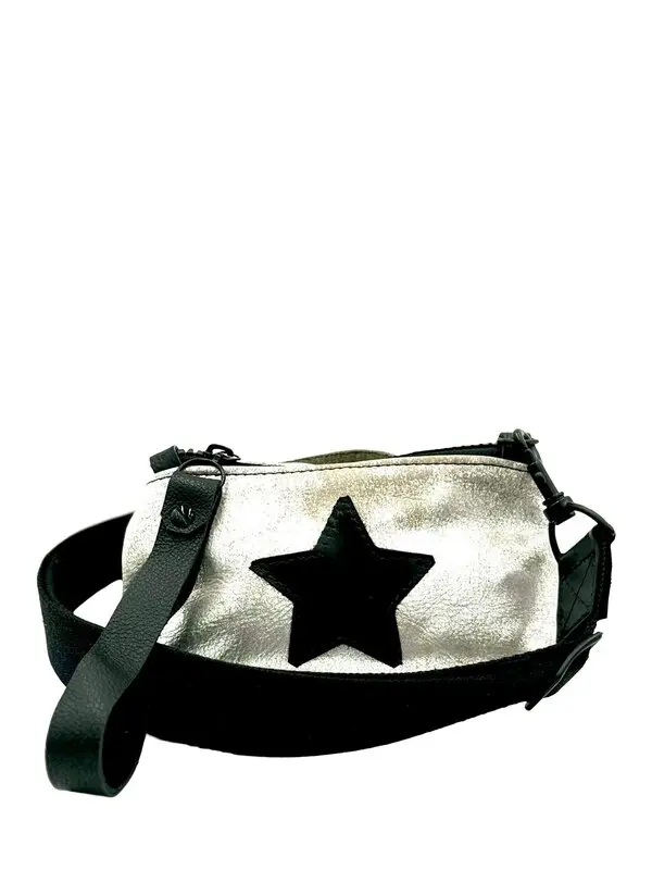 LYNN TALLERICO Darla Stadium Bag In Distressed With Black Star - Silver