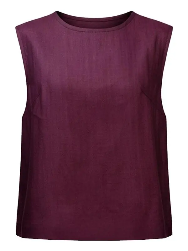 STOVARIA Wine Handwoven Cotton Silk Structu Sleeveless Top - Red