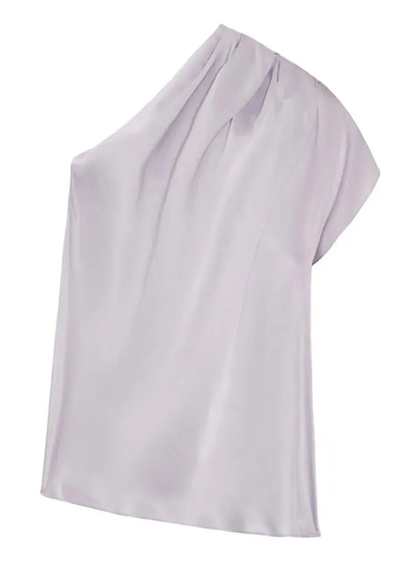 THE SUMMER EDIT Emily Silk One-shoulder Top - Silver