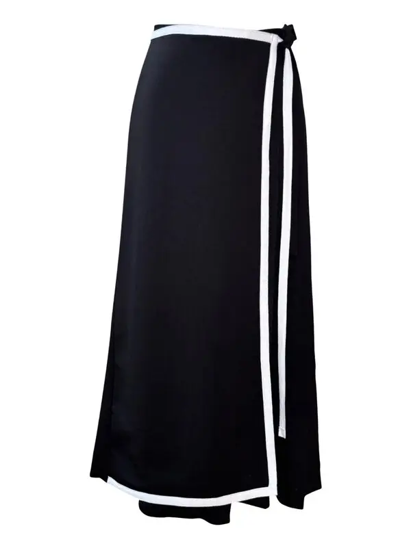 LONDON ATELIER BYPRODUCT Asymmetrical Culottes Trousers With Wrap Detail - Black