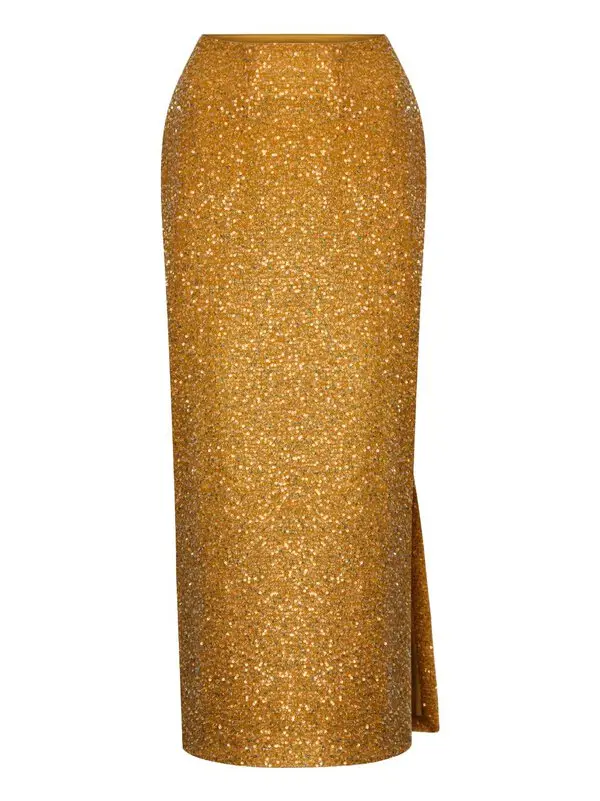 ELSAVA Sequined Maxi Skirt - Yellow
