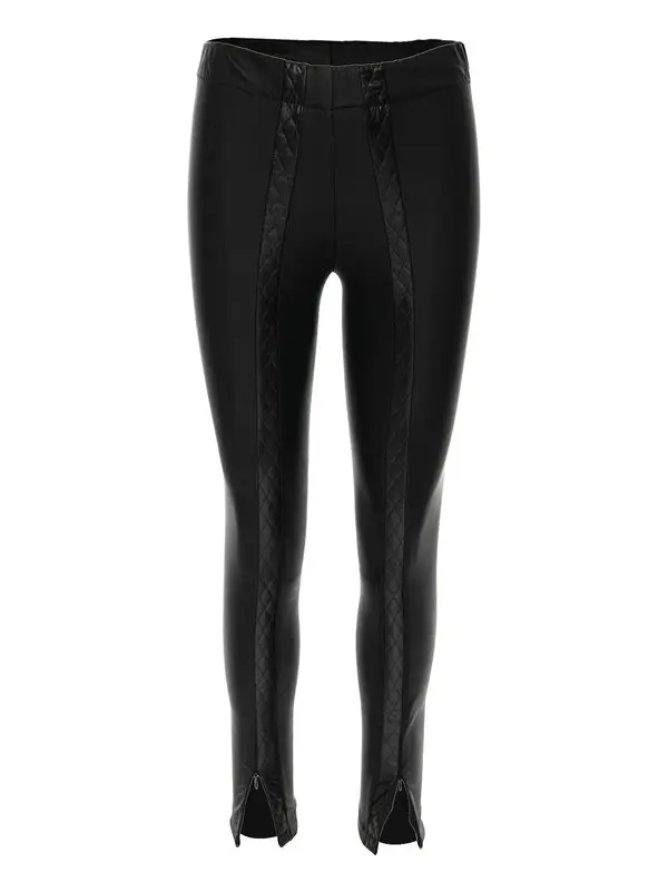 SILVIA SERBAN Tights With Frontal Quilted Strap - Black