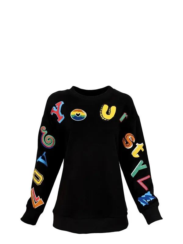 LALIPOP DESIGN Love Your Style Sweatshirt With Embroidered Patches - Black