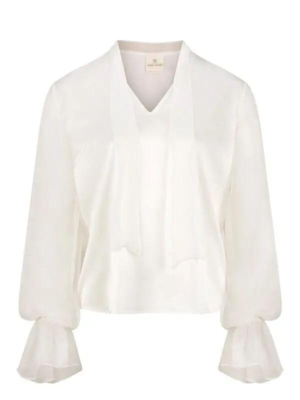 GUNDA HAFNER LTD Cream Silk Blouse With Sheer Sleeves - White