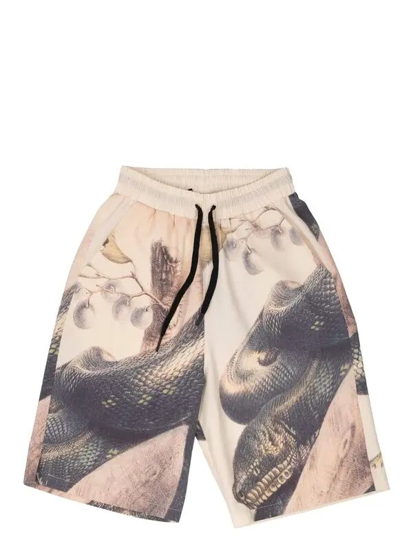 MYSIMPLICATED Bermuda Shorts In With Snake Design Recycled Fabric - Beige
