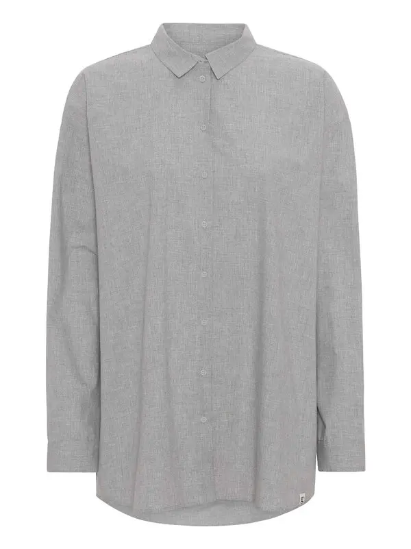 GROBUND The Luna Shirt The Oversized One With Collar In Gray Melange - Grey