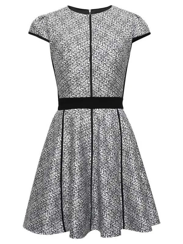 SMART AND JOY Fit-and-flare Printed Suede Dress - Grey