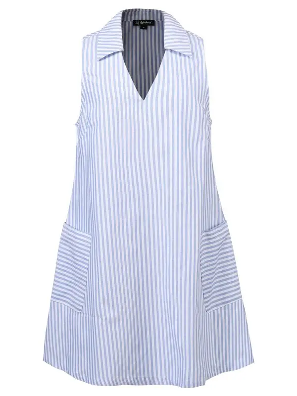 SMART AND JOY Striped Trapeze Minimalist Mini Dress - Blue