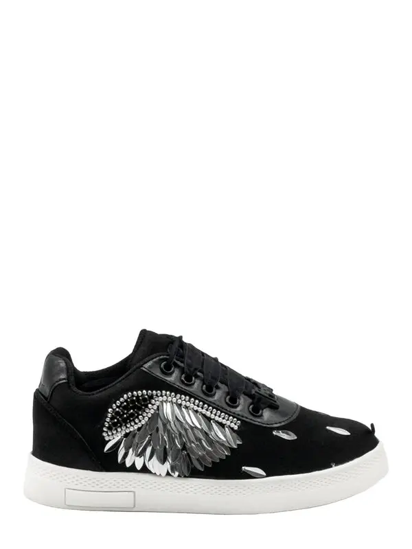 RETTROSE Alina Luxury Satin Handmade Embellished Tennis Shoe - Black