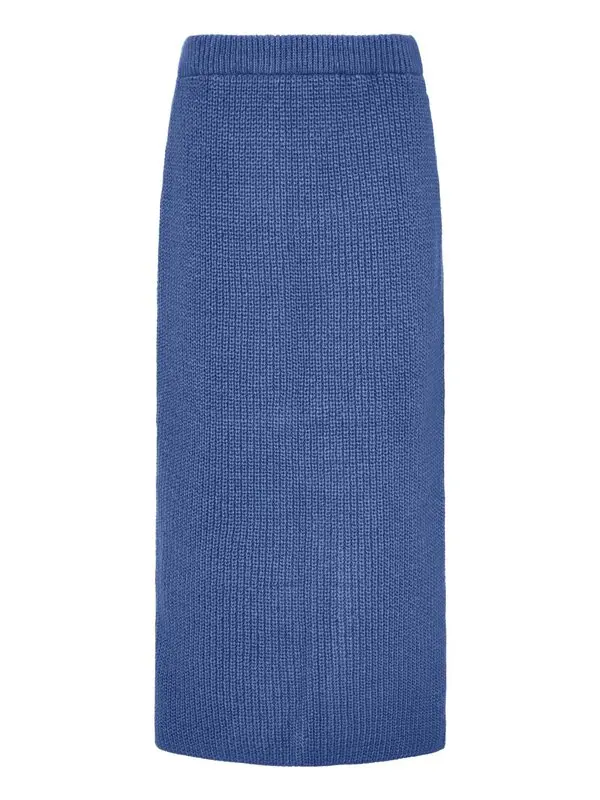 CARA & THE SKY Chloe Knitted Midi Co-ord Skirt Denim - Blue