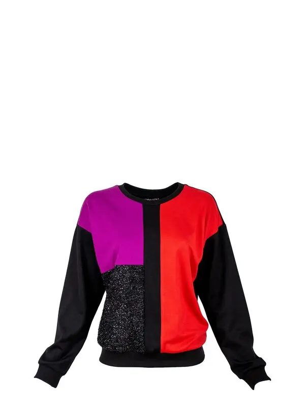 LALIPOP DESIGN Colorful & Patchwork Sweatshirt - Black
