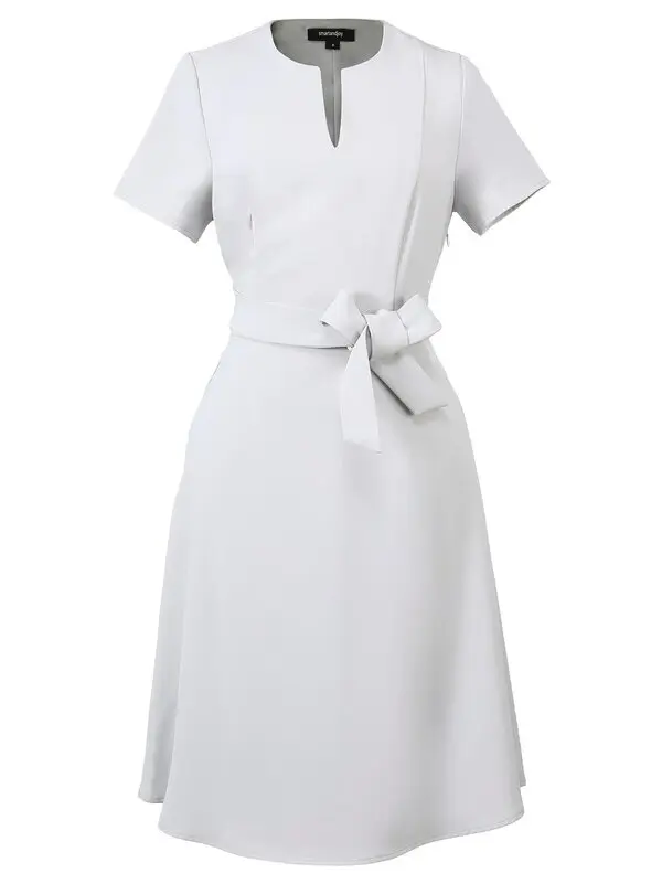 SMART AND JOY Neutrals Belted Tailor Dress Grey - Gray