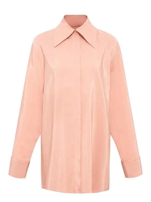 FEMPONIQ Viscose Rayon Gathe Back Shirt / Rose - Red