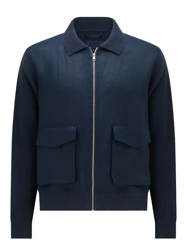 GUARDS LONDON Carter Linen & Knitted Casual Jacket - Blue