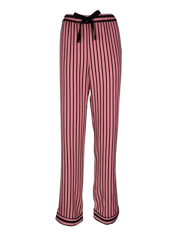 PRETTY YOU Boyfriend Fit Stripe Trousers In Terracotta & Black - Red