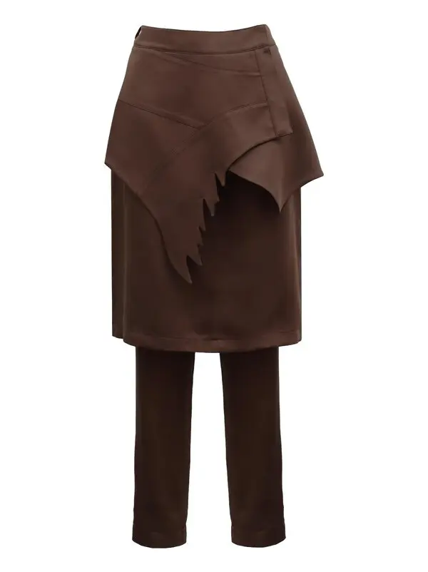 JULIA ALLERT Unique Hybrid Satin Skirt-pants - Brown