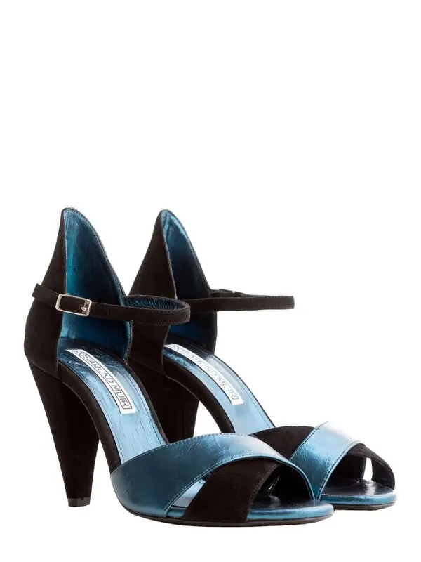 ROSAMUND MUIR LONDON Black / Blue Aurora Black Suede & Metallic Blue Heels - Black/blue
