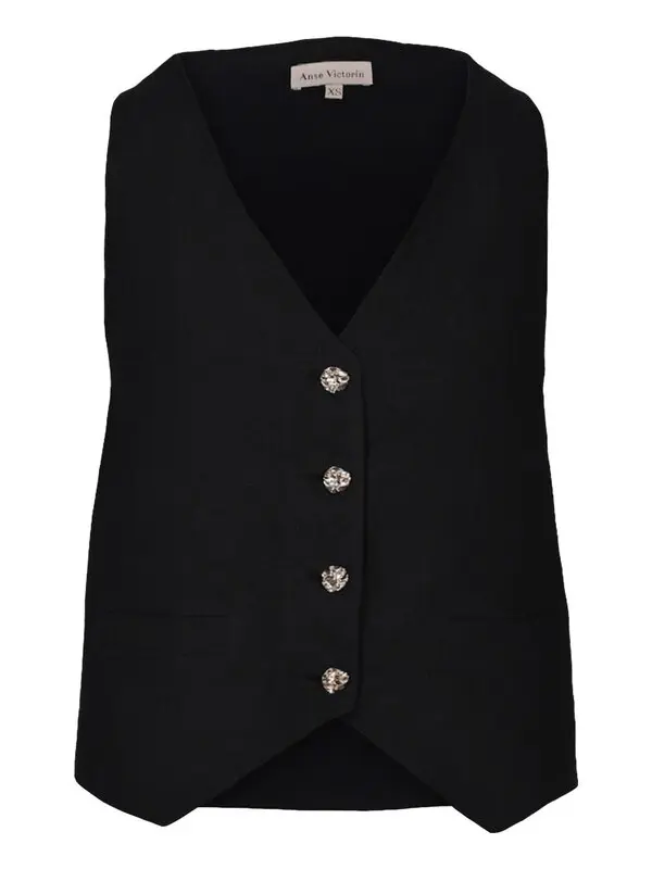 ANSE VICTORIN Kim Linen Vest - Black