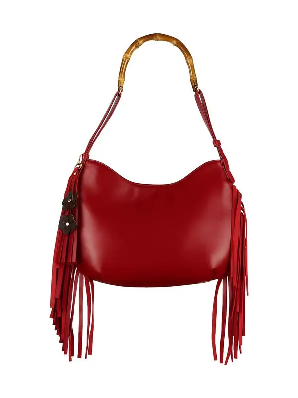 F3ROG BY RANA Maroon Fringe Gordon Bag - Red