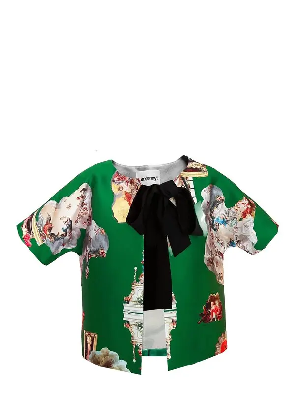 MAXJENNY Cropped Jacket With Bow Sicily - Green